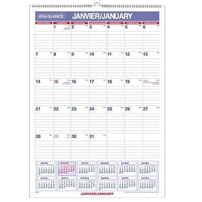 Calendar-Wall Monthly Wire 12X17 Bilingual 2023 | Walmart Canada