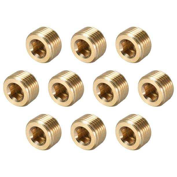 Brass Pipe Fitting - Hex Counter Sunk Plug 1/2NPT Male Socket Drive ...