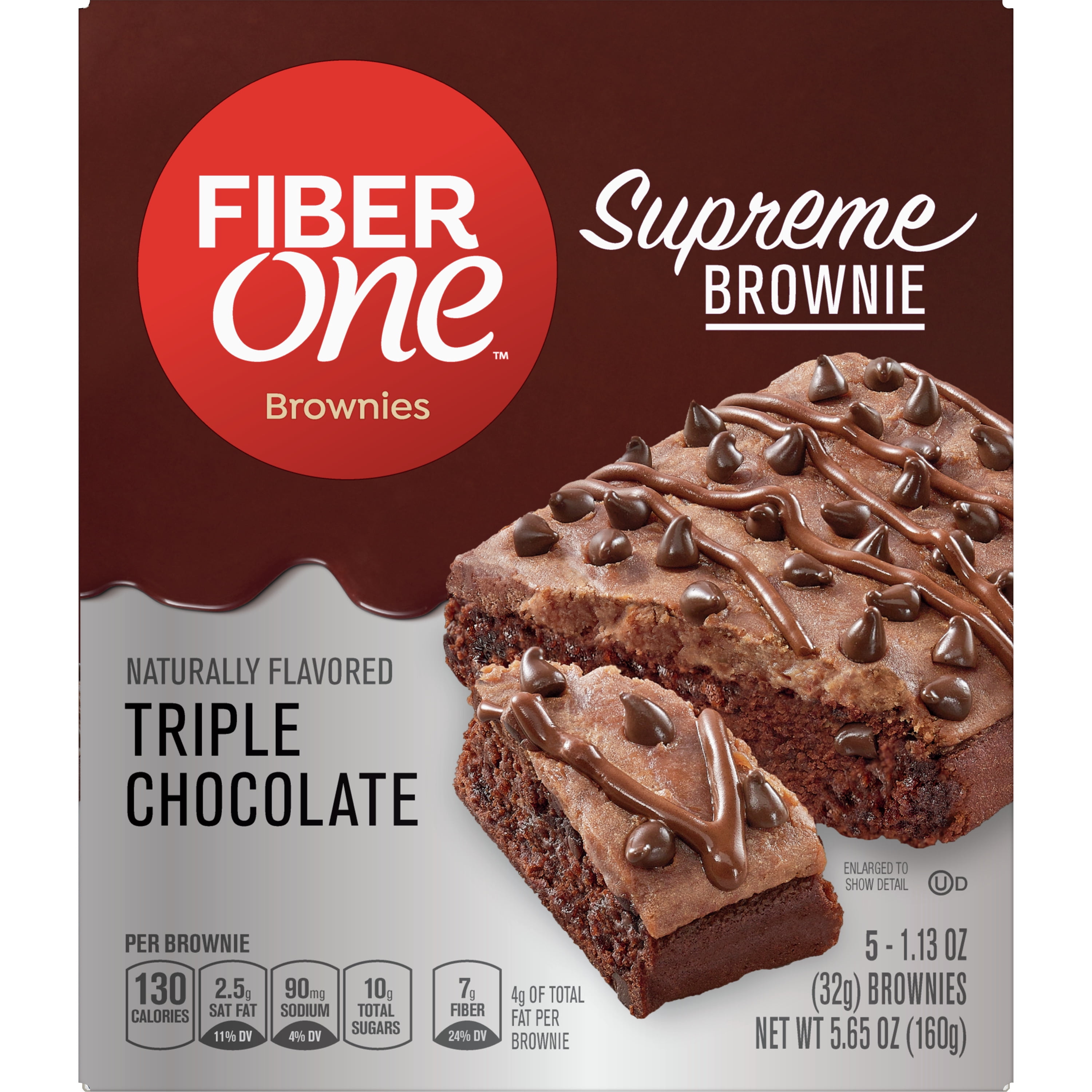 Fiber One Supreme Brownies, Triple Chocolate, Snack Bars, 1.13 oz, 5 ct ...