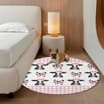 3ft Round Rug Cute Bow Cow Area Rugs for Living Room Bedroom Washable ...