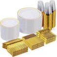 600-Piece Gold Disposable Dinnerware Set for 100 Guests — Dinner Plates ...