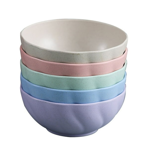 5Pcs Simple Wheat Straw Rice Noodle Bowls Fashion Home Soup Bowls Food ...