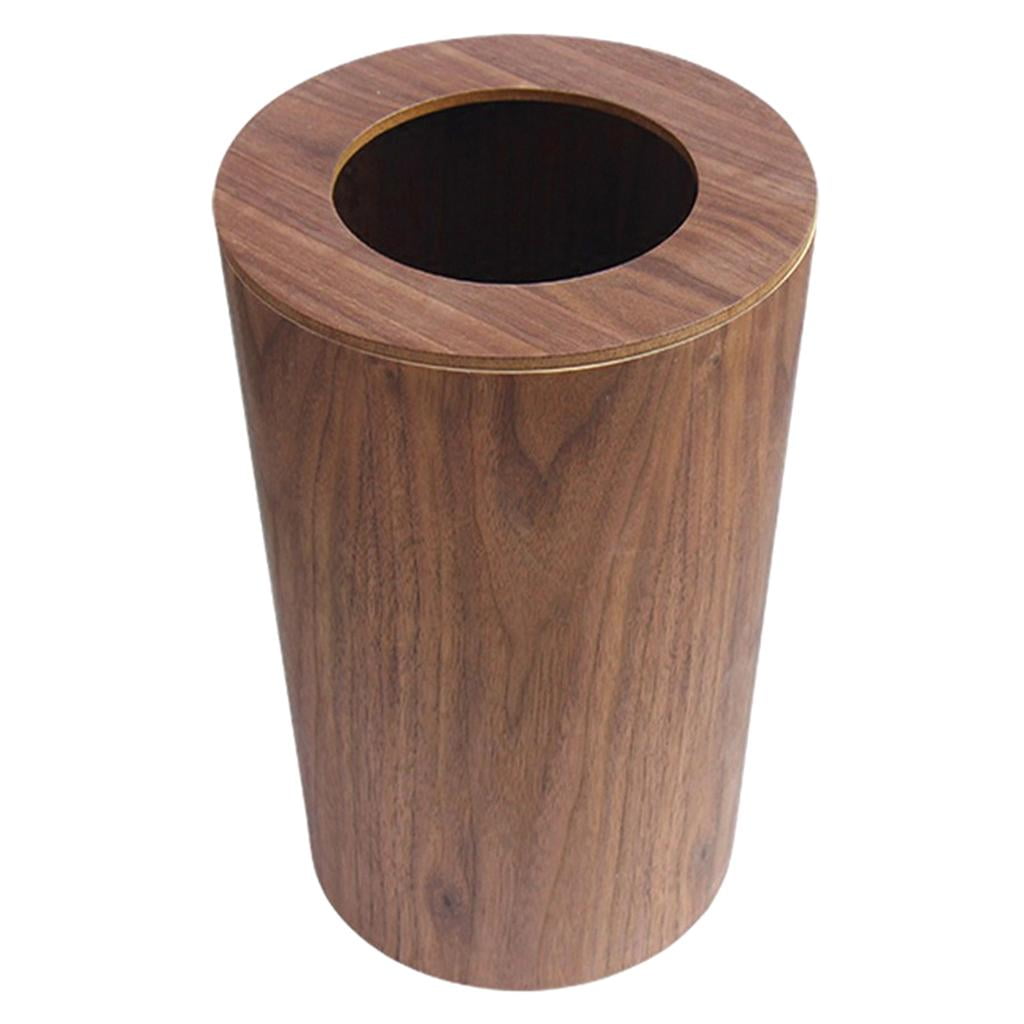 9L Garbage Solid Wood Trash Can Nordic Style Household Wastebasket wood ...