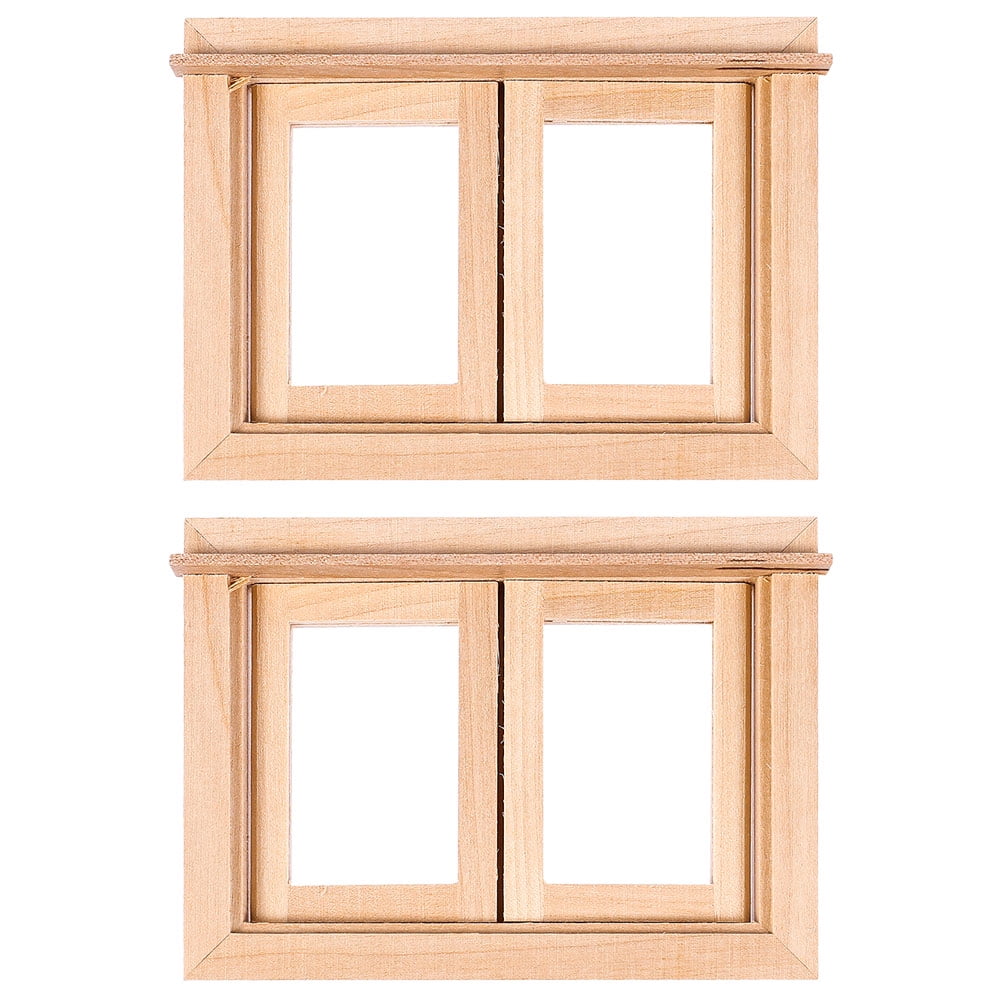 2pcs Doll House Wood Window Model Miniature Window Models Miniature ...