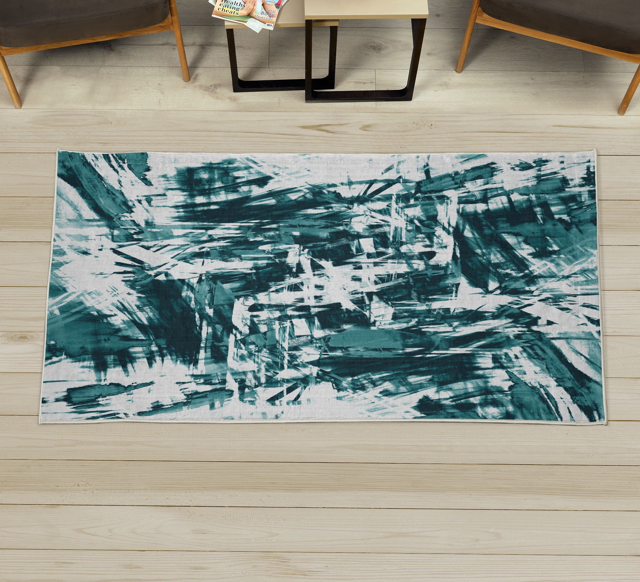 Monochrome Decorative Rug, Old Grunge Style Abstract Art with ...