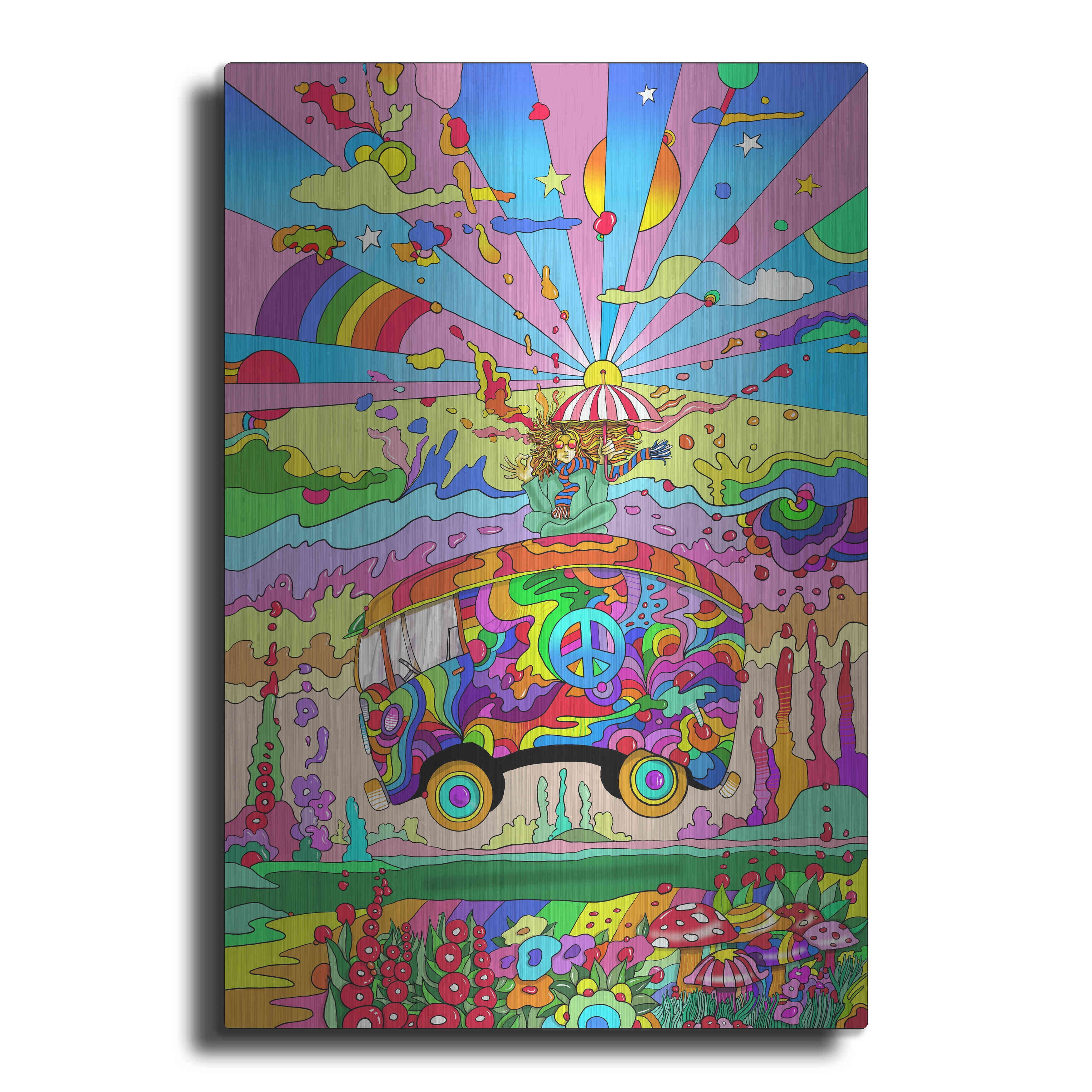 Luxe Metal Art 'Magic Bus' by Howie Green, Metal Wall Art, 12"x16 ...
