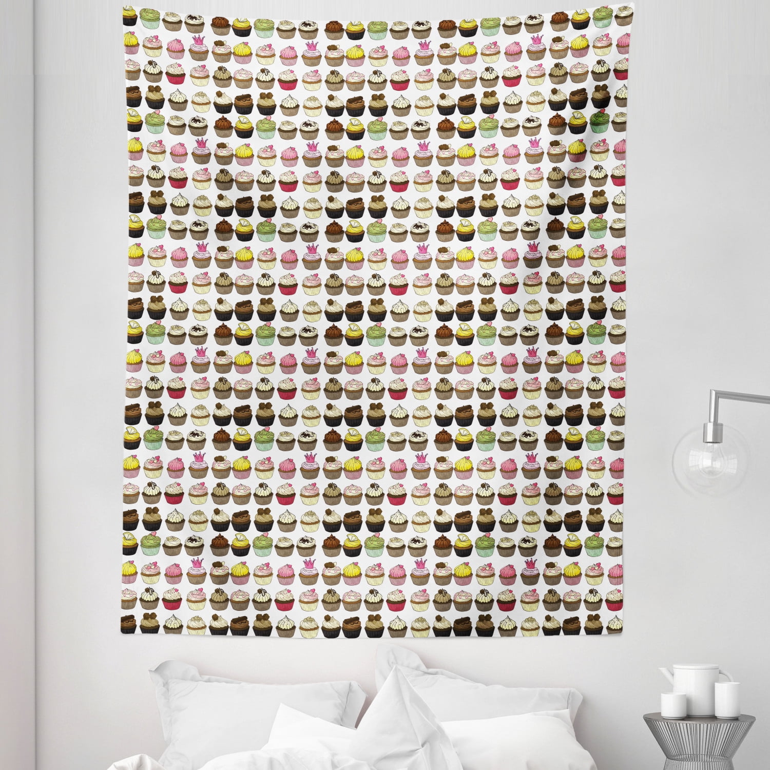 Cupcake Tapestry, Chocolare Muffin Vanilla Cream Lemon Mocha Strawberry ...