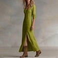 Dvprdro Womens Summer 2026 Long Sleeve V Neck Button Front Side Split ...