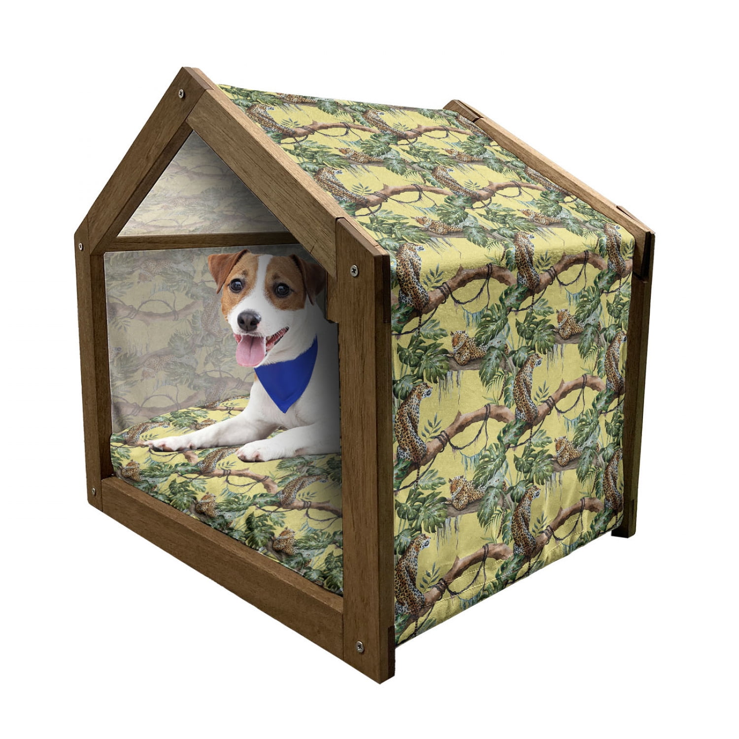 Watercolor Pet House, Leopards in the Jungle Tropical Scene Tree ...