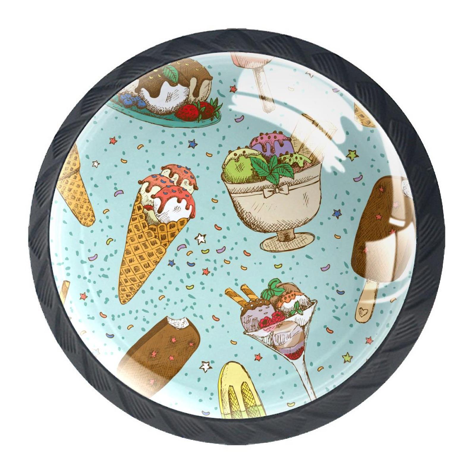 4 Pcs Ice Cream Knobs for Kitchen Cabinet Cupboard Dresser Bookcase ...