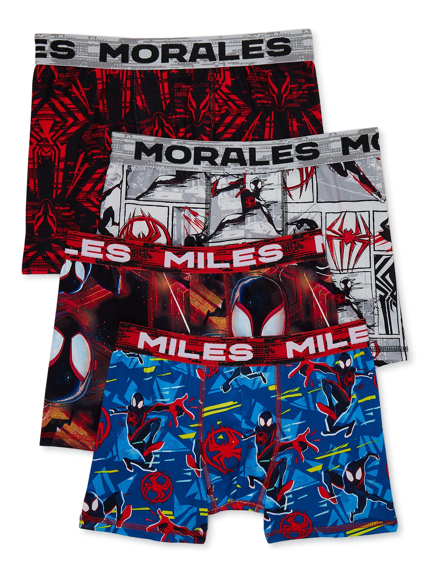 Spider-Man Boys’ Spider-Verse Print Boxer Briefs, 4-Pack, Sizes XS-XL ...