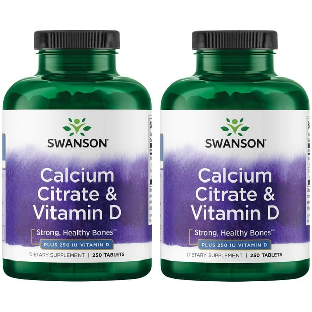 Swanson Calcium Citrate & Vitamin D3 250 Tabs 2 Pack - Walmart.com