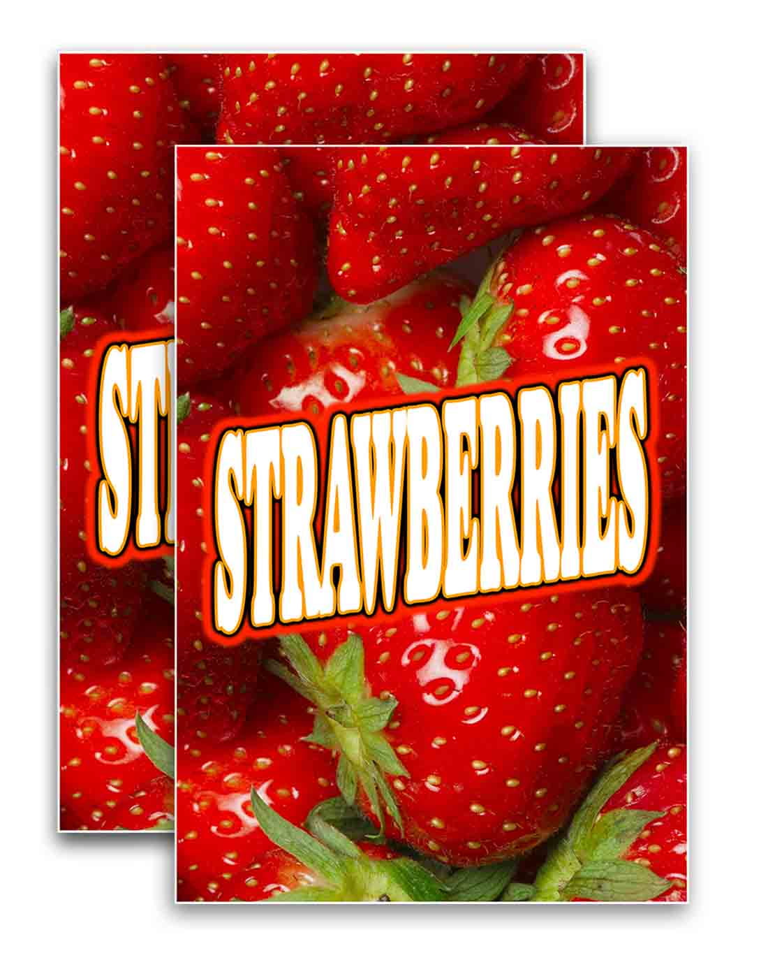 Strawberries (24" X 36") Vinyl Decal Only (Pack of 2) |Sign|Sticker ...