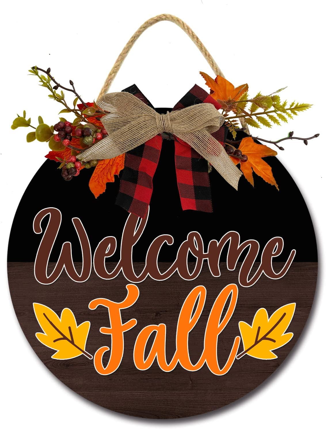 Eveokoki 12" Welcome Fall Door Sign, Fall Wreaths for Front Door, Fall ...