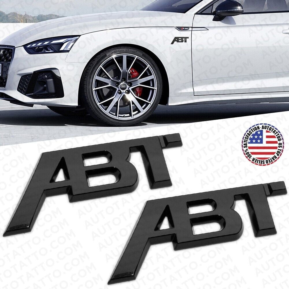 2pcs Audi Tuning ABT Sportsline Fender Badge Emblem Logo Gloss Black ...