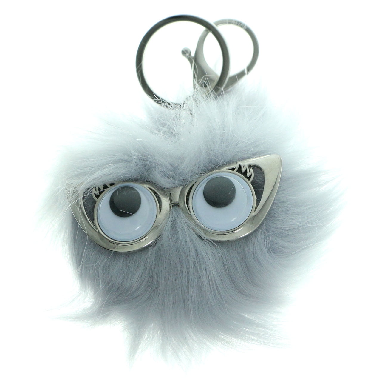 Gray Furball With Googly Eyes Keychain Silver-Tone - Walmart.com