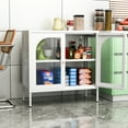 Aobabo White Metal Cabinet with 2 Glass Doors, Adjustable Shelf for ...