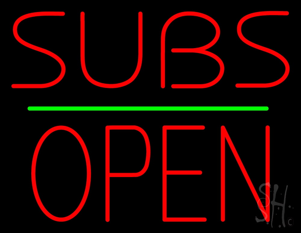 Subs Block Open LED Neon Sign 15 x 19 - inches, Clear Edge Cut Acrylic ...
