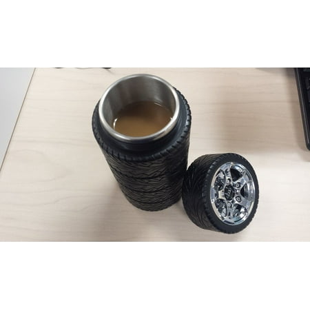 Tire Design Coffee Tea Mug, Stainless Steel Interior Car Wheel travel ...
