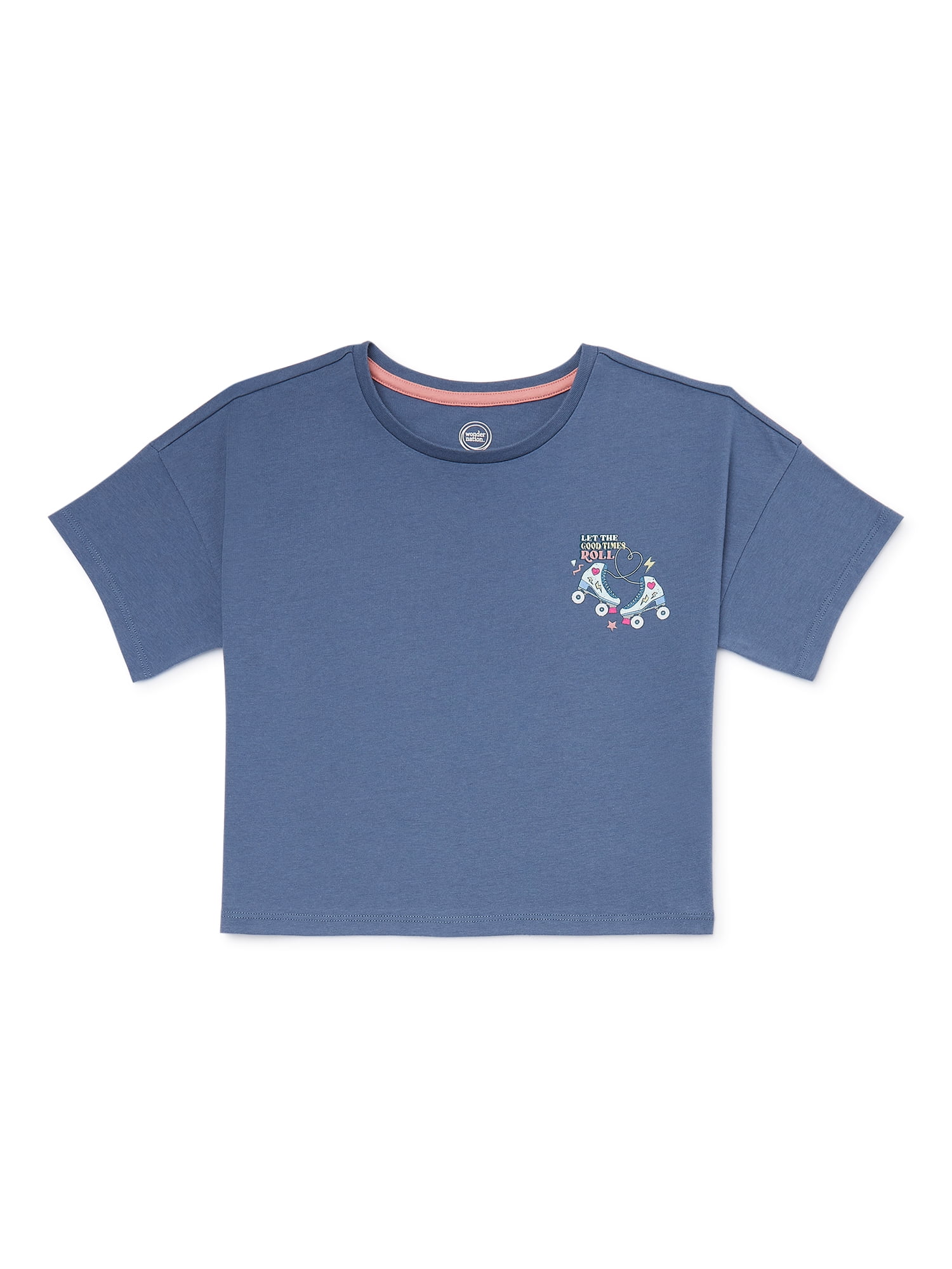 Wonder Nation Girls Boxy Graphic Tee, Sizes 4-18 - Walmart.com