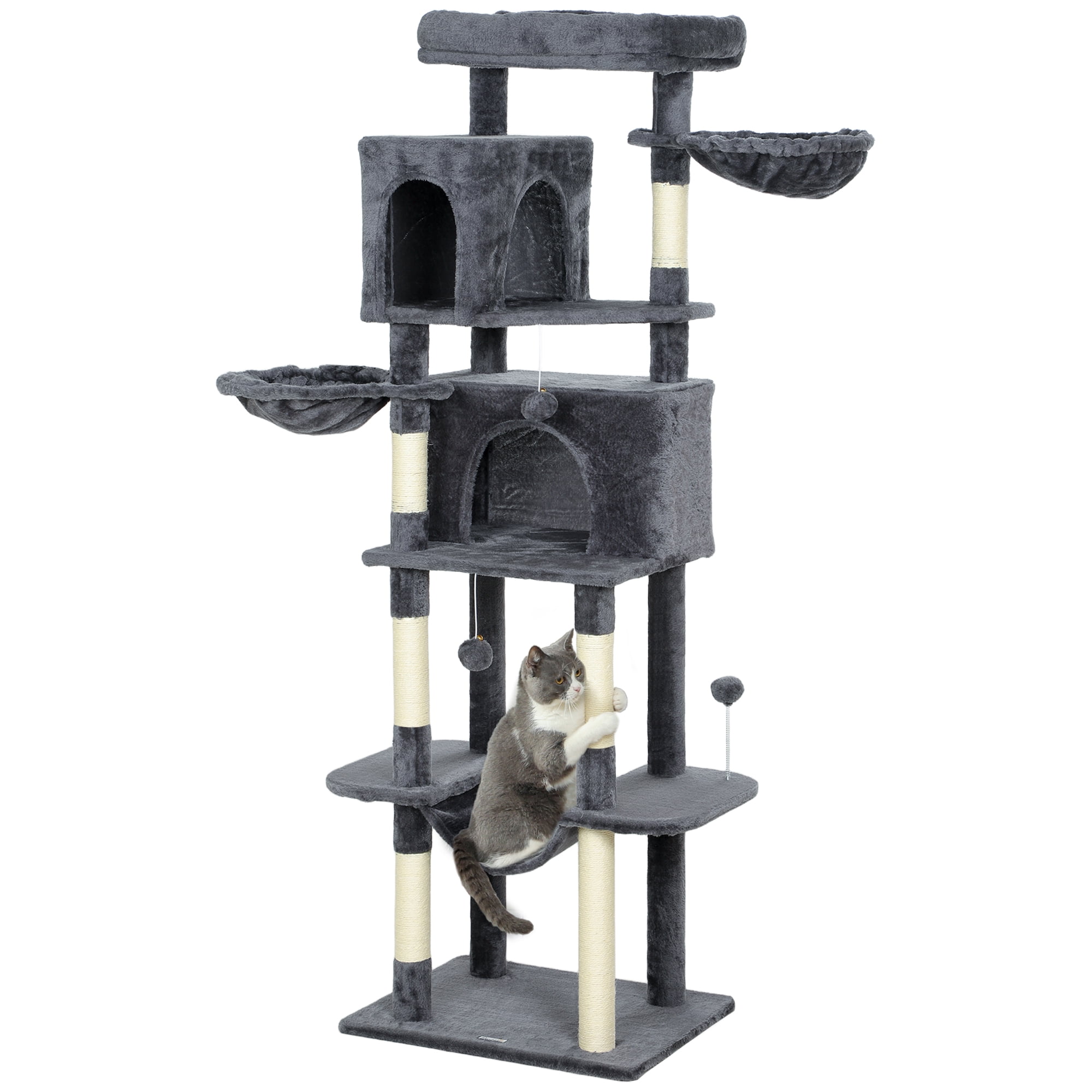 Click here for Pawhut 69 Cat Tree  Cat Tower With 2 Condos  Dark... prices