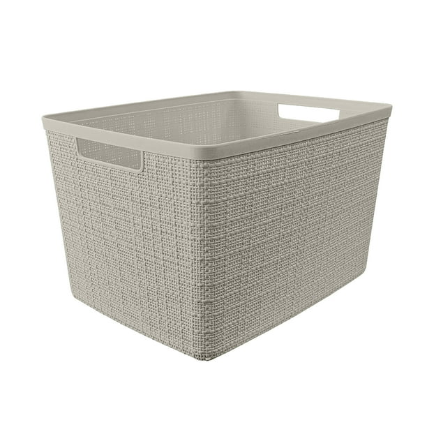 Curver Jute Large Beige Plastic Storage Basket - Walmart.com