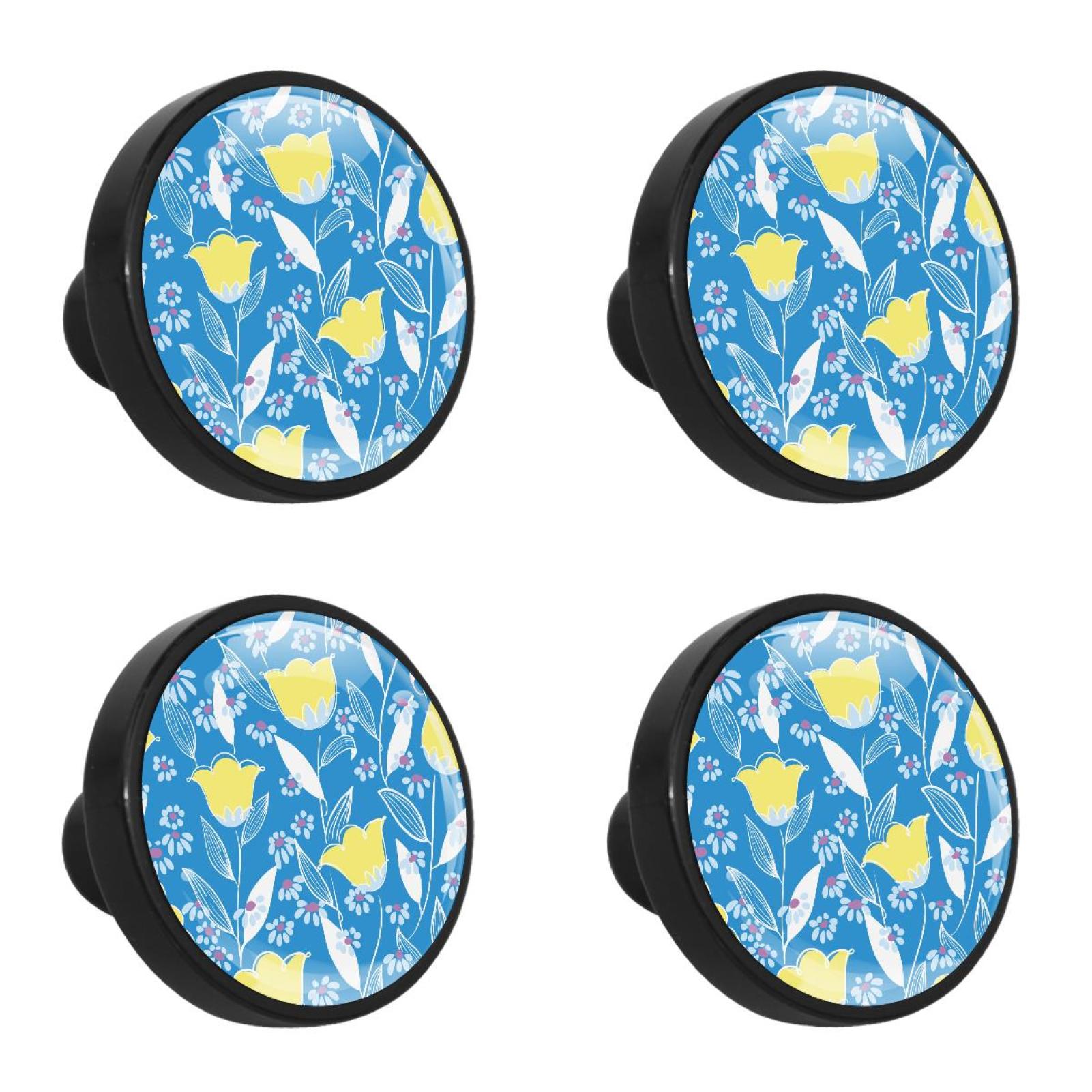 4 Pcs Abstract Minimalistic Floral Knobs for Kitchen Cabinet Cupboard Dresser Bookcase Drawer ...