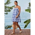 Blue And White Allover Geometric Print Camisole Mini Sundress For Women ...