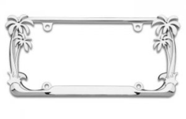 Chrome Palm Trees License Plate Frame - 2 pack Free Screw Caps with ...