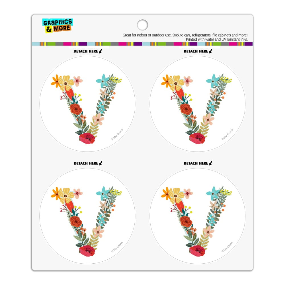 Letter V Floral Monogram Initial Refrigerator Fridge Locker Vinyl ...