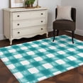 2.7x5 Area Rugs, Turquoise Buffalo Check Non-Skid Rubber Backing Large ...