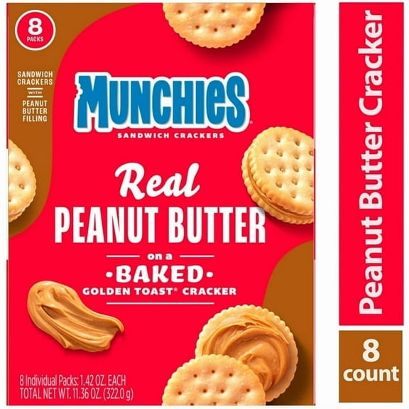 Munchies Peanut Butter Sandwich Crackers, 1.42 oz, 8 Count, Snack in ...