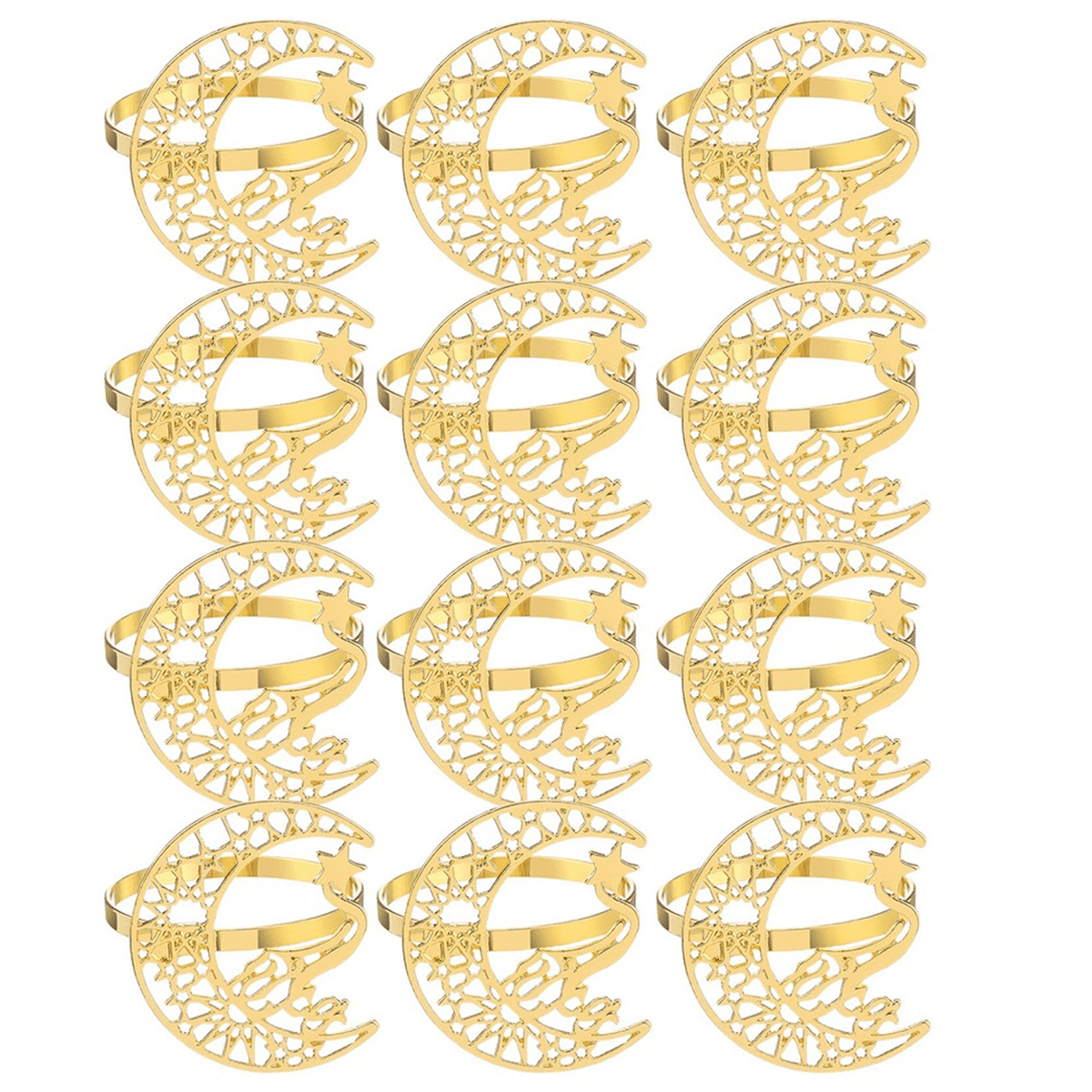 Click here for Unbranded Gold Napkin Rings Set Of 12 Hollow Moon... prices