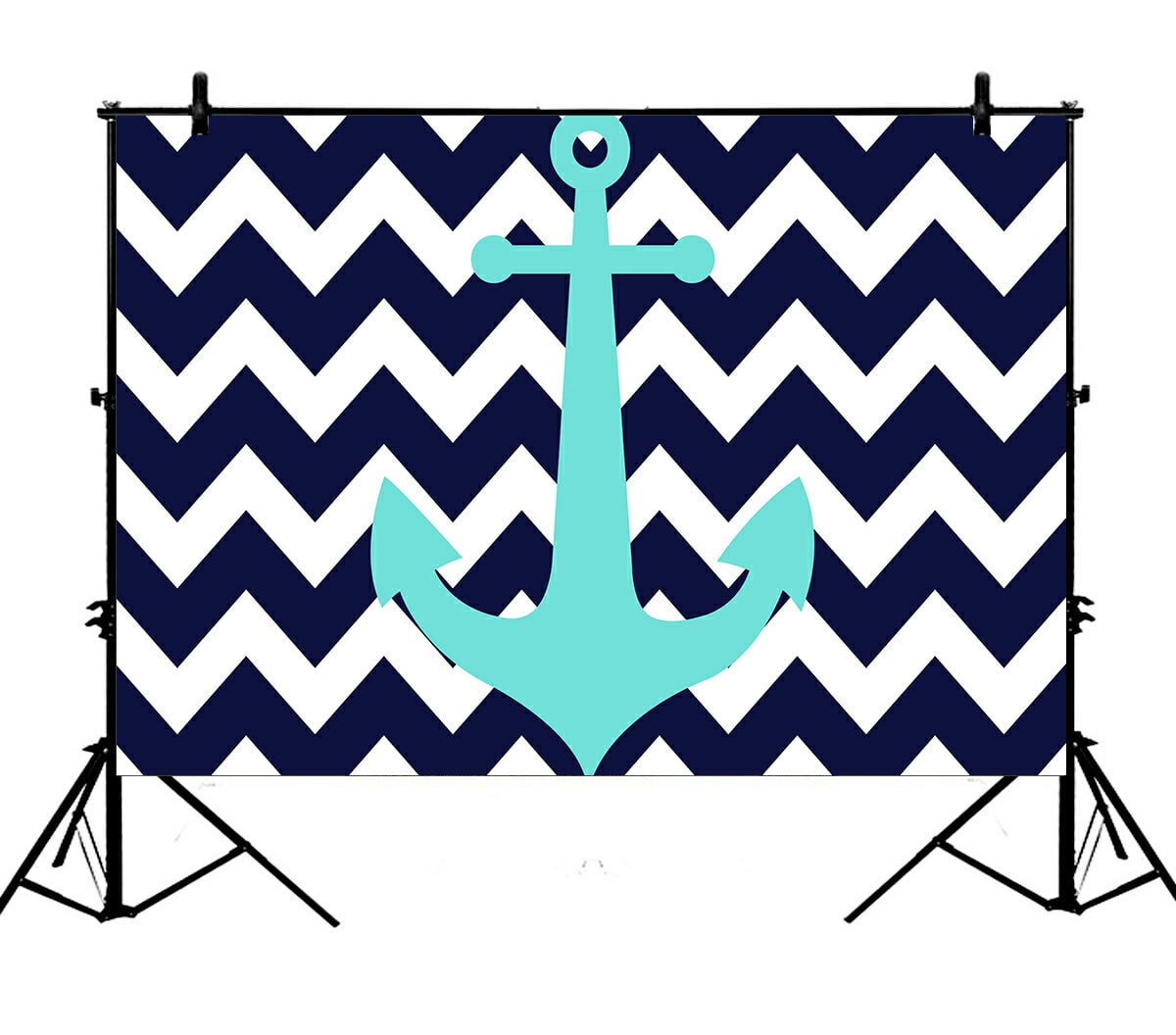 GCKG 7x5ft Navy Blue Chevron with Nautical Anchor Polyester Photography ...