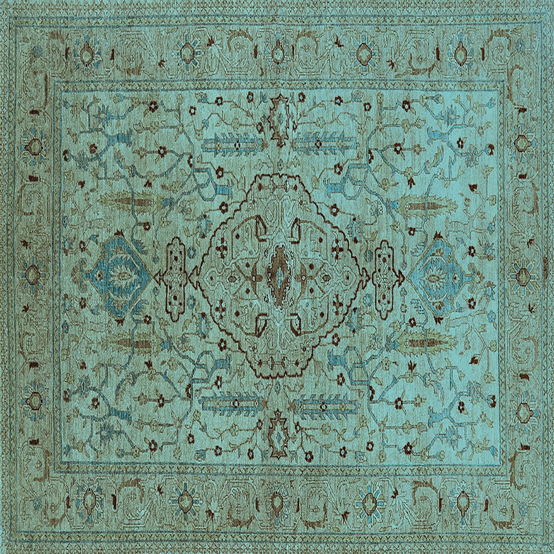 Ahgly Company Indoor Square Oriental Light Blue Traditional Area Rugs ...