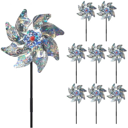 FFIY Bird Pinwheels Sparkly Silver Spinners Holographic Mylar ...