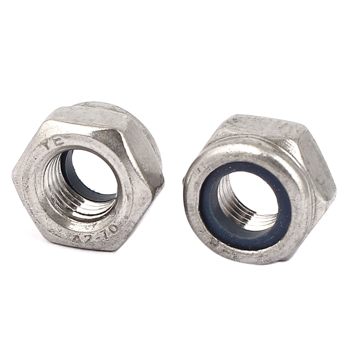 M10x1.25mm 304 Stainless Steel Self-Locking Hex Lock Stop Nut Silver ...