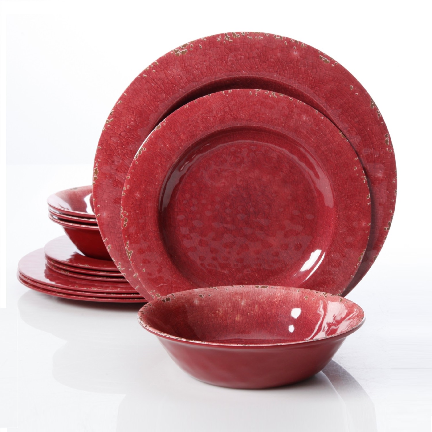 Gibson Studio California Mauna Crackle 12 Pc. Melamine Dinnerware Set ...