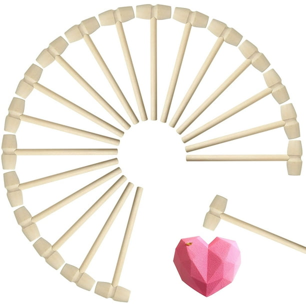 50 Pcs Mini Wooden Hammers for Breakable Chocolate Bulk, Natural Wood ...