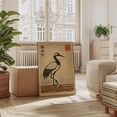 Affixzi Japanese Wall Art - Vintage Woodcut Crane Woodblock Print ...