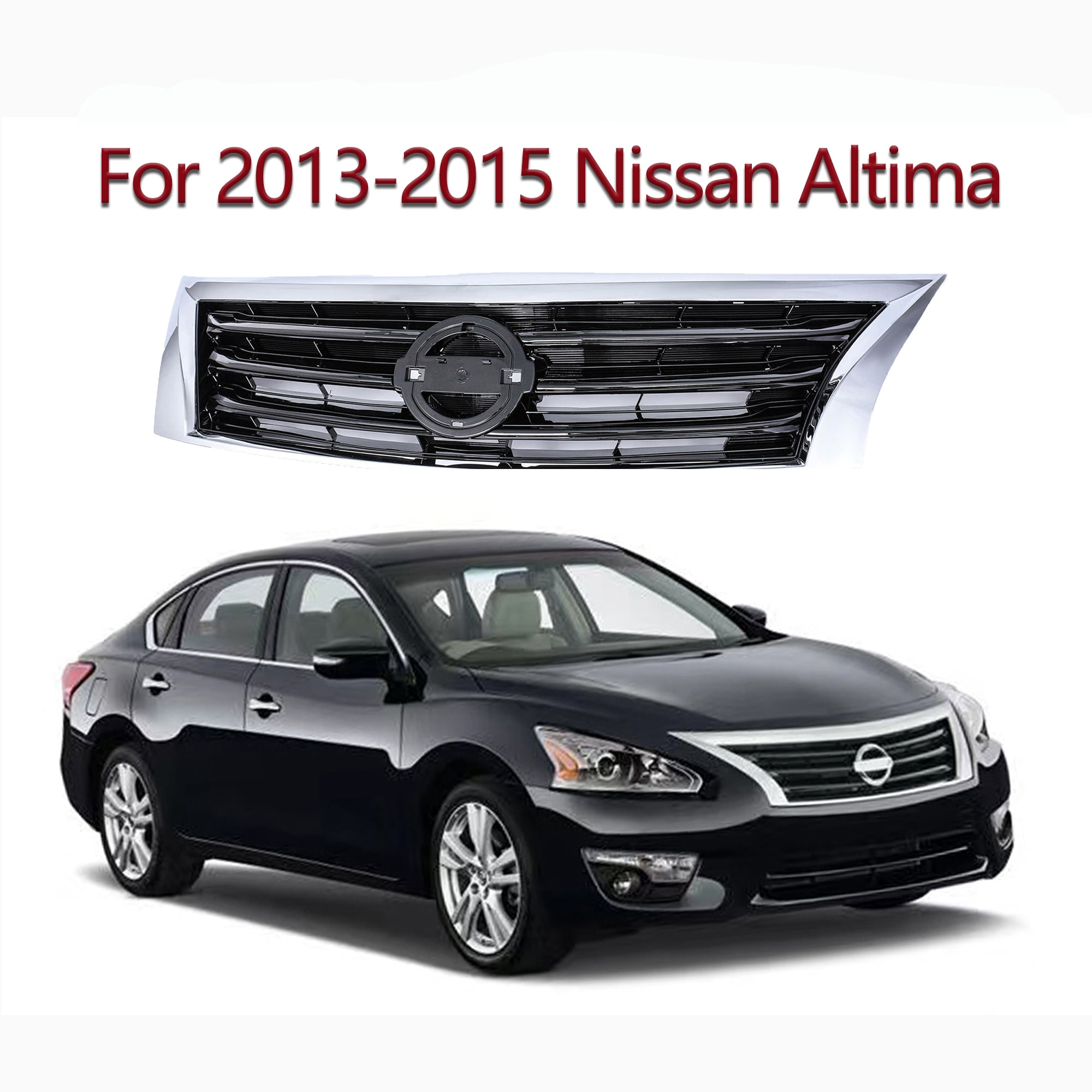 Front Bumper Grille Chrome Shell Black Insert Grill For 2013 2014 2015 ...