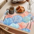 Blue Shell Cotton Linen Placemats Set of 8, Watercolor Pink Green Blue ...