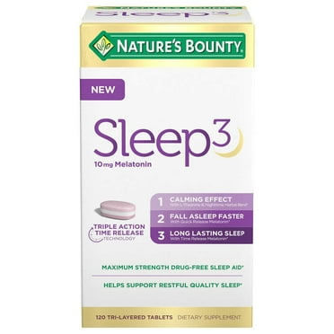 Nature's Bounty Sleep3 Tri-Layer Tablets, 100% Drug-Free Sleep Aid with ...