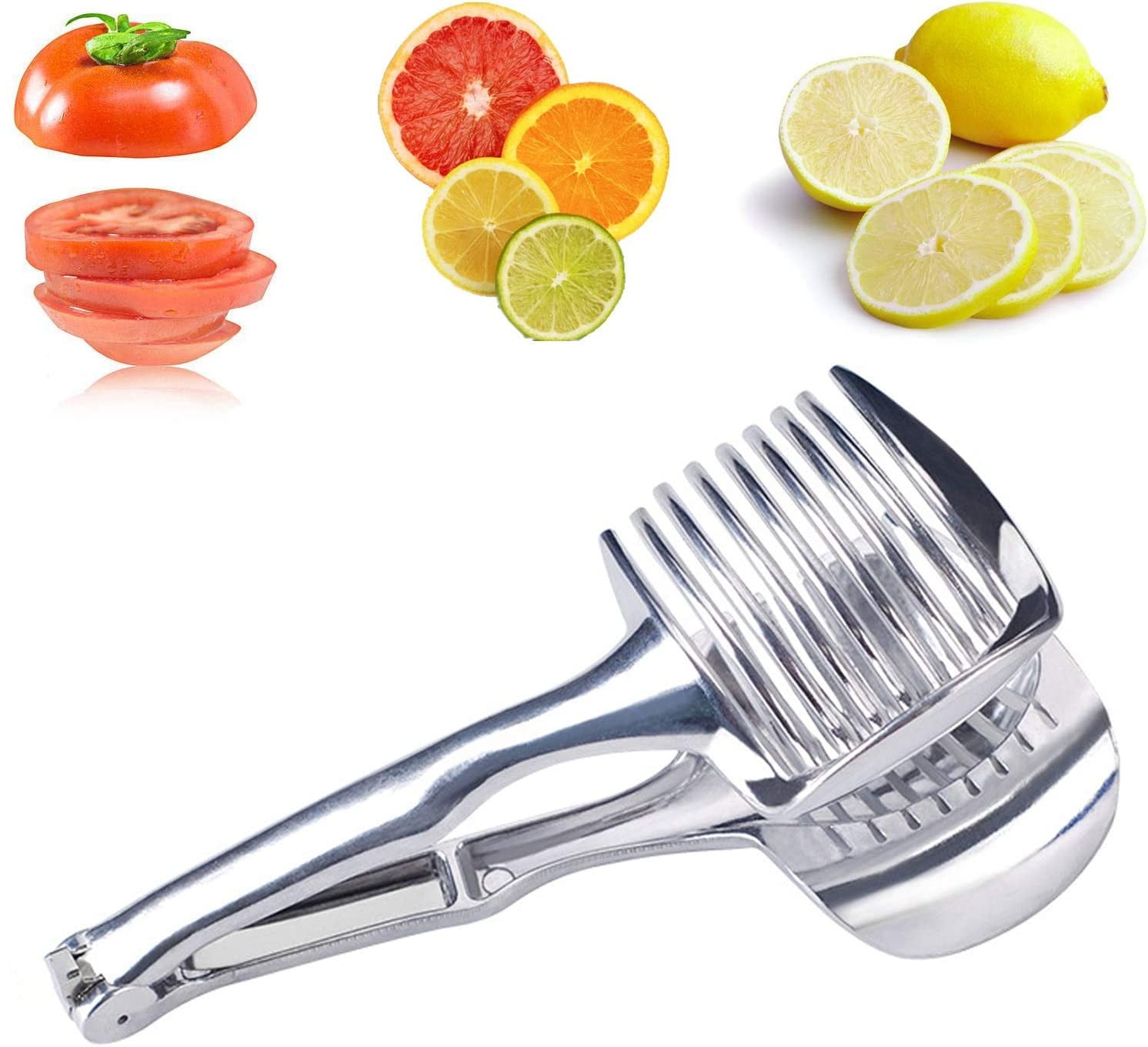 Tomato Slicer Lemon Cutter Multipurpose Handheld Round Fruit Tongs ...