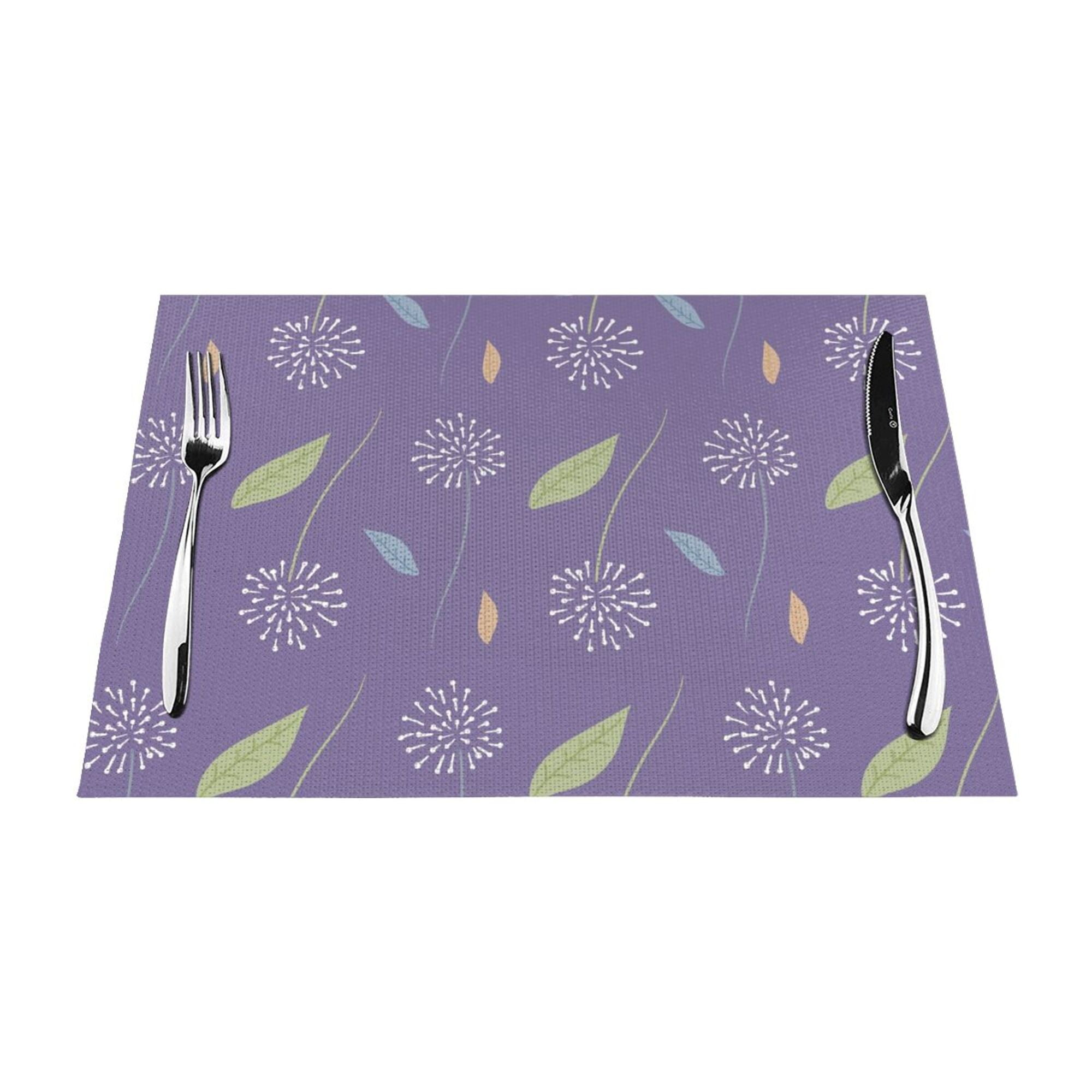XMXY Woven Placemats Set of 4 PCS, Violet Floral Lavender Table Mats ...