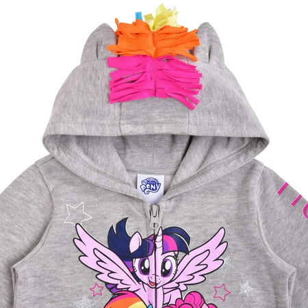 My Little Pony Hoodie for Girls, Zip Up Friendship Jacket with 3D Ears ...