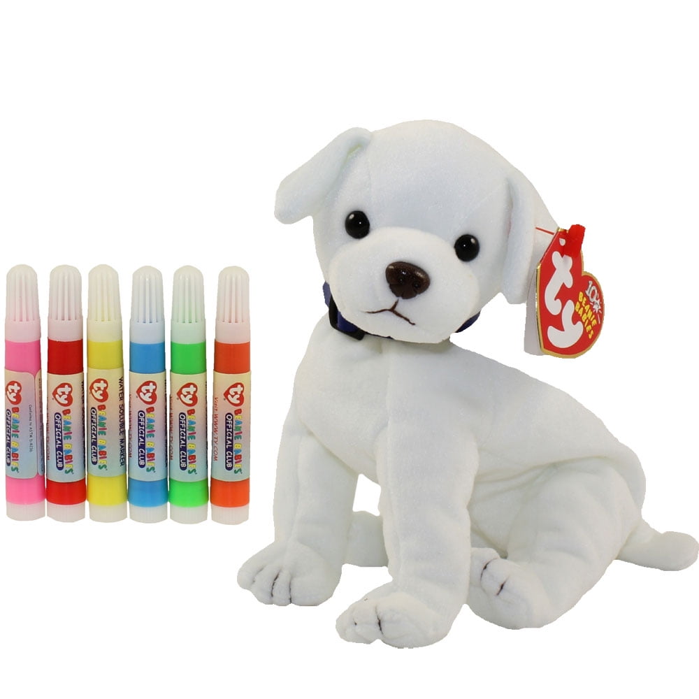 TY Beanie Baby - COLOR ME BEANIE **THE DOG** w/ markers (7.5 inch ...