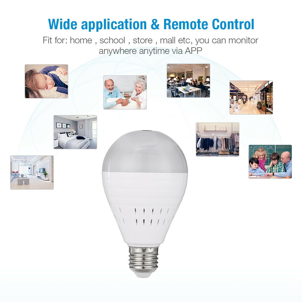 Buy HD 1080P 360° Panoramic WiFi IP Camera Light Bulb Home Security ...