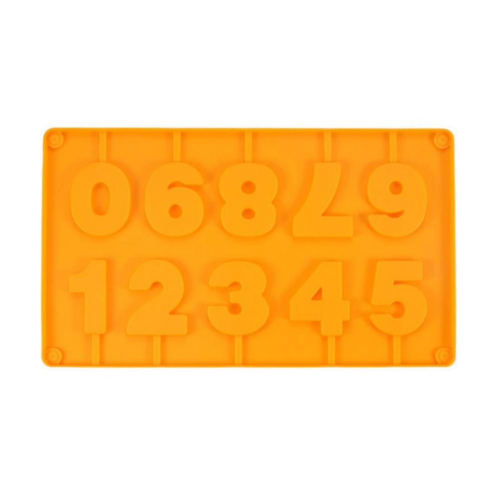 Silicone Number 0-9 3D Embossed Fondant Chocolate Mold with Stick Hole ...
