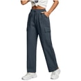 AnuYalue Womens Linen Pants Summer Elastic Waist Drawstring Pocket Pant ...